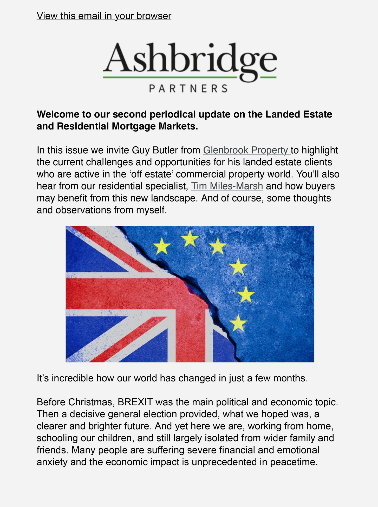 Welcome to our second periodical update on the Landed Estate and Residential Mortgage Markets ...